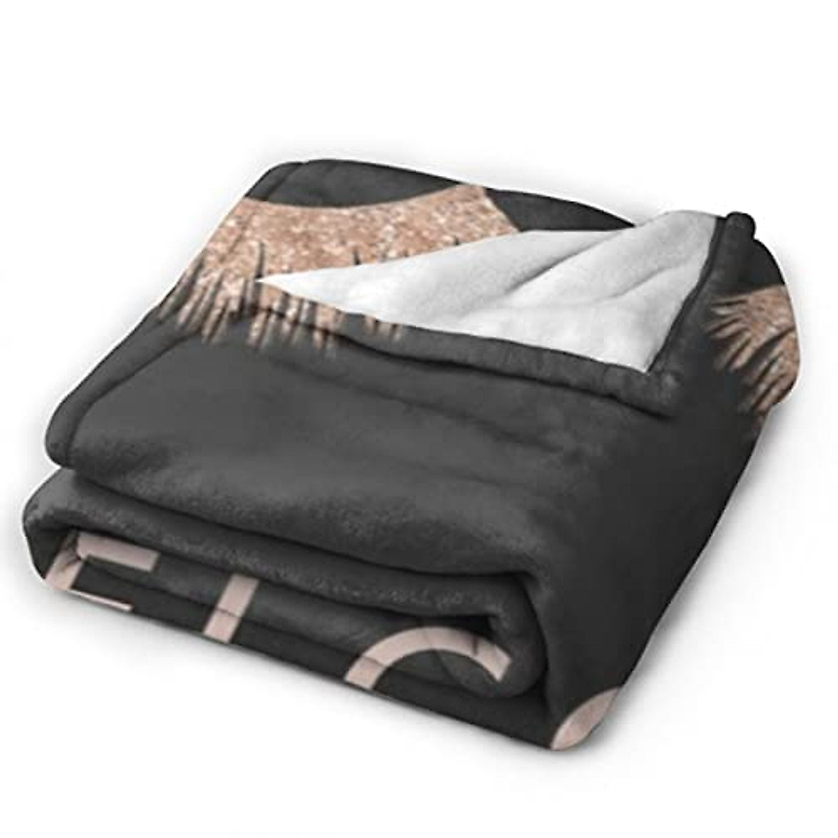 Super Soft Warm Cozy Throw Blanket Lightweight Flannel Wearable Blanket for Bed Couch Sofa Chair Home Decor, Stylish Black Rose Gold Eyelashes Welcome, 50"x40"