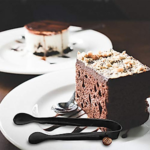 TOUGS Ice Sugar, Stainless Steel Mini Serving Tongs Appetizers Tongs Small Kitchen Tongs for Tea Party Coffee Bar Kitchen,10 Pack, Black