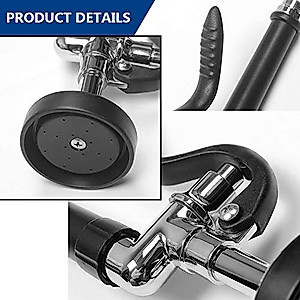 Junejour Kitchen Faucet with Sprayer (Straight Flow Faucet, 1.42 GPM) Pre-Rinse Spray Valve Head Commercial Sink Sprayer with Nozzle & Handles, Pull Down Faucet Sprayer (Black)