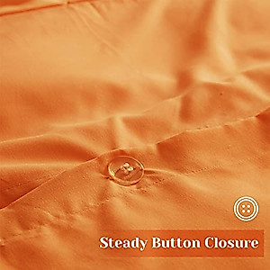 Ventidora 3 Pieces Duvet Cover Set Soft Brushed Microfiber Cover Set 1 Comforter Cover 2 Pillow Shams with Button Closure and Concealed Ties. (Queen-90x90inches, Tangelo)