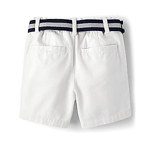 The Children's Place Baby Toddler Boys Chino Shorts, Simplywht, 5T,baby boys,and Toddler Boys Belted Chino Shorts,Simply White,5T