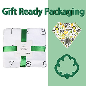 Baby Monthly Milestone Blanket Boy or Girl | Safari Jungle Animals Months Blanket | Gender Neutral Photo Blanket for Newborn Baby | Super Soft Premium Fleece | Bib+Marker 40"x50"