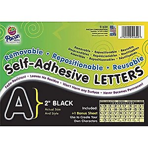 Pacon Self-Adhesive Letters, Black, Puffy Font, 2", 159 Characters