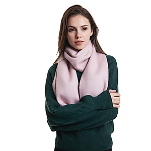 EURKEA 100% Cashmere 2024 Winter Scarf for Women, Fringed Edges, Warm & Soft, Lightweight, Gift Ready, Solid/Plaid/Two-Tone, Pink, Free Size