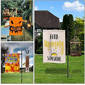 JOYSEUS Garden Flag Holder Stand and Shepherd Hook, 36 Inches with 1/2 Inch Thick Heavy Duty Garden Flag Stand, Rust Resistant Yard Flag Pole Holder for Flag, Lights and Plants(Without Solar Lights)……