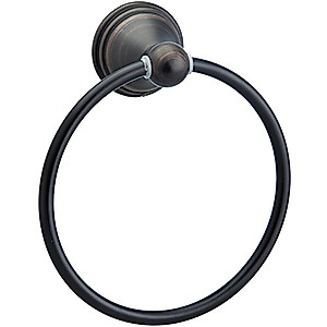Amazon Basics AB-BR807-OR Modern Towel Ring, 6.3-inch Diameter, Oil Rubbed Bronze & AB-BR809-OR Modern Spring Toilet Paper Holder, Oil Rubbed Bronze