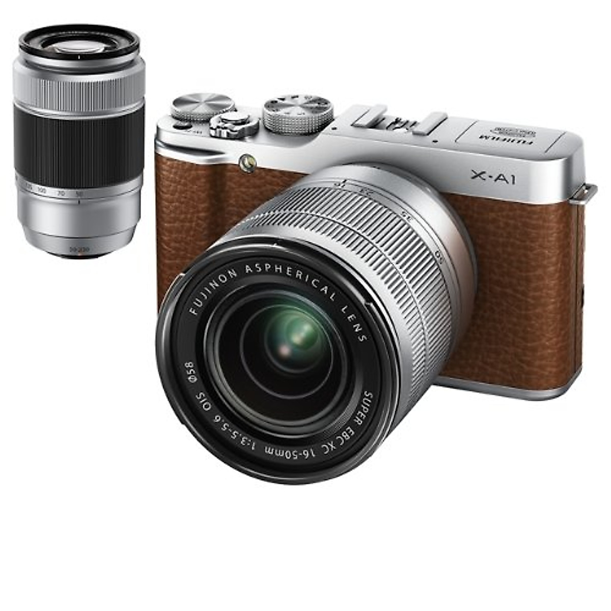 FUJIFILM-Less Digital Camera Mirror Single-Lens X-A1 Double Zoom Lens kit Brown F X-A1BW / 1650 / 50230KIT [International Version, No Warranty]