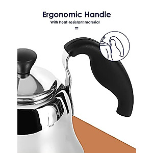 Chefbar Tea Kettle for Stovetop, Barista's Choice Gooseneck Pour Over Coffee Kettle with Flow Control, Food Grade Stainless Steel Water Kettle, Tea Pot for Home & Kitchen Small Tea Kettle 28oz, Silver