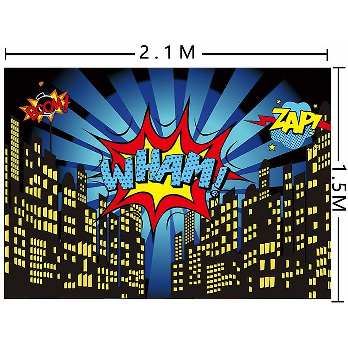 Fanghui 7x5FT Vinyl Superhero Photography Backdrops City Photo Studio Props Booth Background Superhero Themed Party Decoration Supplies Backdrop fh018