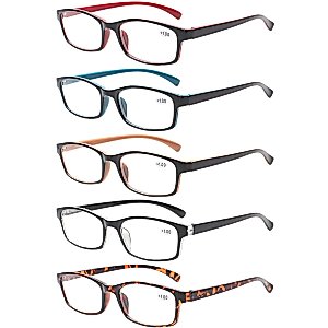 NORPERWIS Reading Glasses 5 Pairs Quality Readers Spring Hinge Vintage Glasses for Reading for Men and Women (5 Pack Mix Color, 1.50)