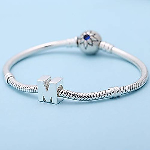 Alphabet Charms fit Pandora Bracelet 925 Sterling Silver Letter Charms Initial A-z Charm Beads for Bracelet(M)