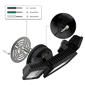 Onforu 60W Flood Lights Outdoor, 6000LM Super Bright Security Lights Switch Controlled, 3 Adjustable Heads, IP65 Waterproof, 6500K Wall Mount Exterior LED Flood Light