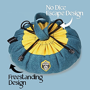 CardKingPro Monstrous - Dice Bag with 8 Pockets - Blue/Yellow - Huge Capacity 500+ Dice - Great for Dice Hoarders
