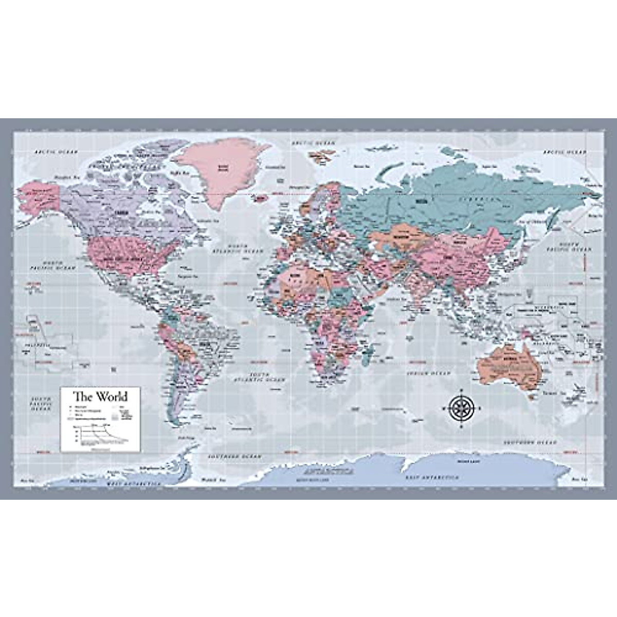 2 Pack - World Map Poster & USA Map Chart [Purple] (Laminated, 18" x 29")