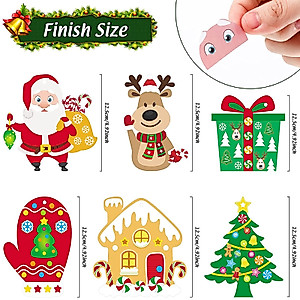 Civaner Christmas Craft Kit for Kids Christmas Tree Ornaments Hanging Art and Craft DIY Project Gingerbread House Crafts Kit Christmas Box Claus Reindeer Christmas Crafts for Kids, 6 Styles