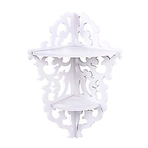 Yosoo Corner Shelf, 2 Tier Wall-Mounted Carved Home Bathroom Corner Shower Storage Shelf White Corner Display Rack