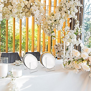 Skylety 8 Pcs Plate Holders Organizer Metal Dish Storage Dying Display Rack Vertical Plate Organizer for Cabinet Plate Bowl Pot Pan Cutting Board Counter Cupboard for Christmas(White, Large, Small)