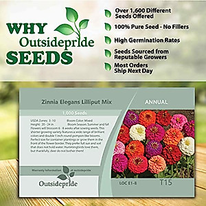 Outsidepride Zinnia Elegans Lilliput Heat & Drought Tolerant Garden Cut Flower Mix - 1000 Seeds