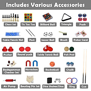 RayChee 15-in-1 Multi Game Table Set, Combo Game Tables w/Foosball, Hockey, Pool, Ping Pong, Basketball, Chess, Bowling, Shuffleboard for Home, Game Room, Friends & Family