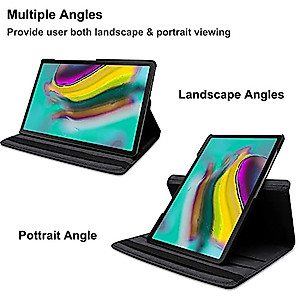 Case for Samsung Galaxy Tab S5e 10.5 inch 2019 (SM-T720 T725 T727) - 360 Degree Rotating Stand Case Full Protective Smart Cover,Bonus Stylus Pen,Screen Film (Black)