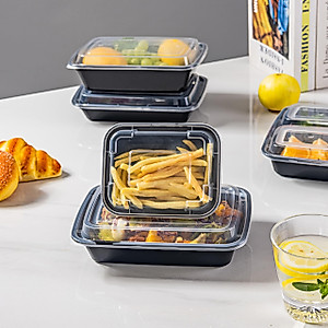 Microwave Safe Meal Prep Containers with Lids 38 oz - 150 Pack Plastic Food Storage Bowls for Lunch, Takeout, and Restaurant-Style Dining - Perfect for To-Go Meals, Salads, and Healthy Eating at Home