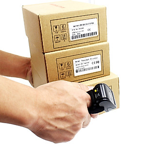 Bluetooth Wireless Ring Barcode Scanner, Portable Wearable Mini Finger 1D Bar Code Reader Work with Windows, Mac OS, Android 4.0+, iOS