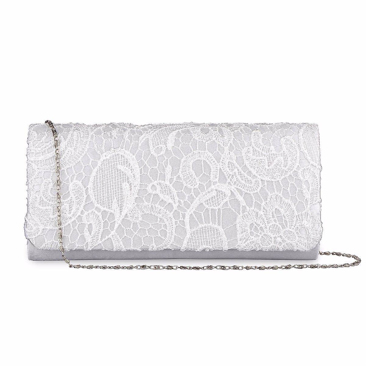 BAGLAMOR Clutch Purses for Women Wedding White Lace Floral Handbag Evening Bag