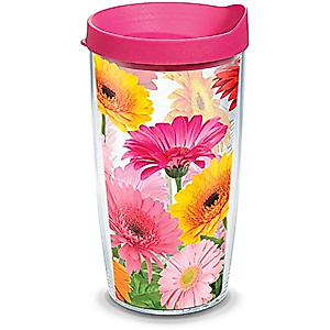 Tervis Gerbera Daisies Made in USA Double Walled Insulated Tumbler Travel Cup Keeps Drinks Cold & Hot, 16oz, Classic