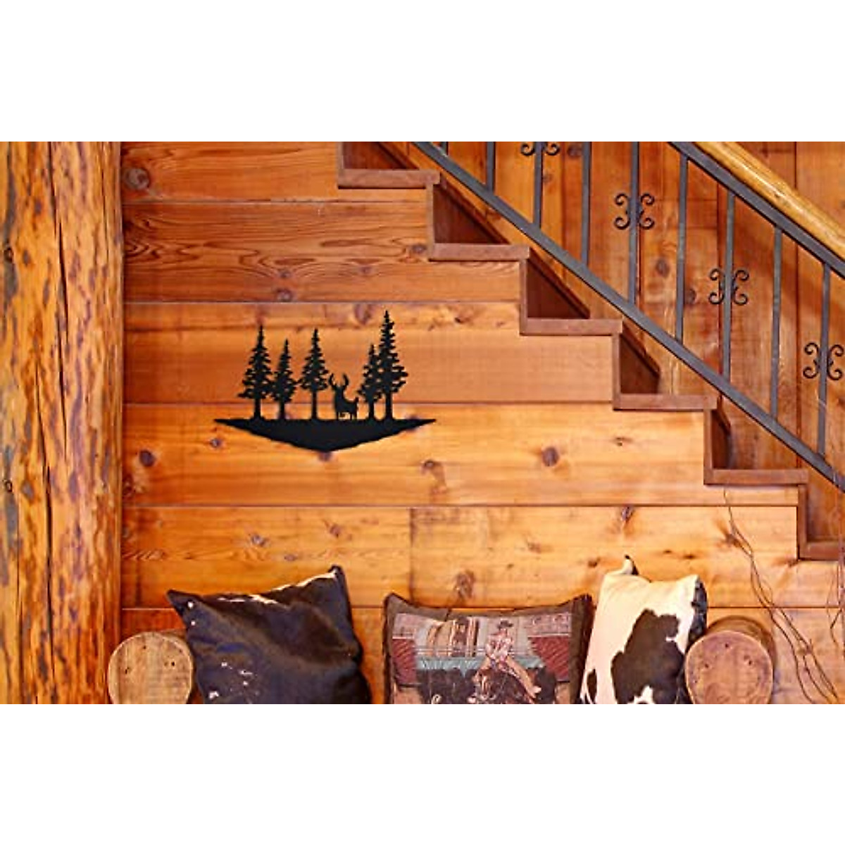 Whitetail Deer Buck Pines | Laser Cut Metal Wall Art Sign for Rustic Home, Cabin, Garage, and Man Cave Decor | BIG GAME STEEL