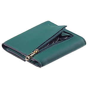 Travelambo RFID Blocking Small Mini Compact Wallet Coin Pouch Holder Trifold Credit Card Holder Pocket Purse for Women (Napa Green)