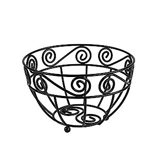 Spectrum Diversified Scroll Mini Fruit Bowl, Classic Kitchen Design for Produce Storage Basket Holder, Countertop Décor & Kitchen Organization, Traditional Décor, Black