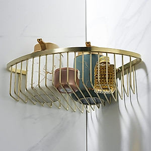 Segistan Bathroom Corner Shower Caddy Organizer, SUS304 Stainless Steel Heavy Duty Rust-Proof Bathroom Shelf Organizer Shampoo Holder, Wall Mounted Storage Rack for Bathroom Kitchen, Brushed Gold