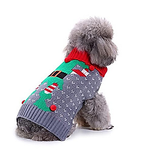 Ornaous Cute Dog Cat Ugly Christmas Sweater, Pet Xmas Elf Knitted Sweater Warm Clothes for Holiday （XXL Size）