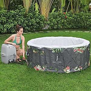 Bestway SaluSpa Aruba AirJet 2 to 3 Person Inflatable Hot Tub Round Portable Outdoor Spa with 110 Soothing Jets and Cover, Gray
