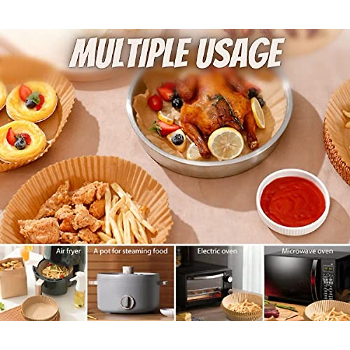 (100 pcs) Air Fryer Liners 7.9 Inches Square, Disposable Parchment Paper Liners| Compatible with Cosori, Chefman, Ninja, etc.| Easy Cleanup| AirFryer Liner Baskets| Essential Air Fryer Accessories