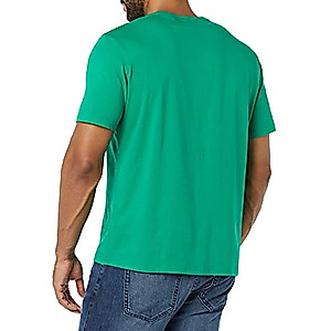 Amazon Essentials Men's T-Shirts, Short-Sleeve Crewneck Pocket, Cotton, 2-Pack, Large, Navy/Green