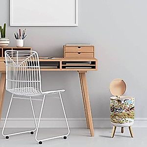 Small Trash Can with Lid Farms Animal Seamless Cute Domestic Pets Watercolor foal Piggy Chicken 7 Liter Round Garbage Can Elasticity Press Cover Lid Wastebasket for Kitchen Bathroom Office 1.8 Gallon