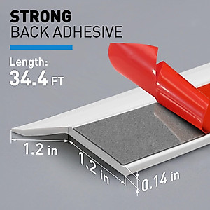 HOMWMPA Garage Door Seal Top and Sides, 34.4FT Garage Door Weather Stripping, Universal Soft and Hard Composite Rubber Weatherproofing Seal Strip with Adhesive Backing, White