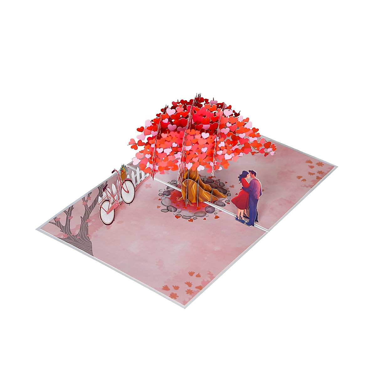 PQ Bees Pop Up Valentines Day Card | 3D Anniversary Wedding Thank You Birthday Card for Significant Other (Size 6 x 8 In - Romantic Couple Love Tree).