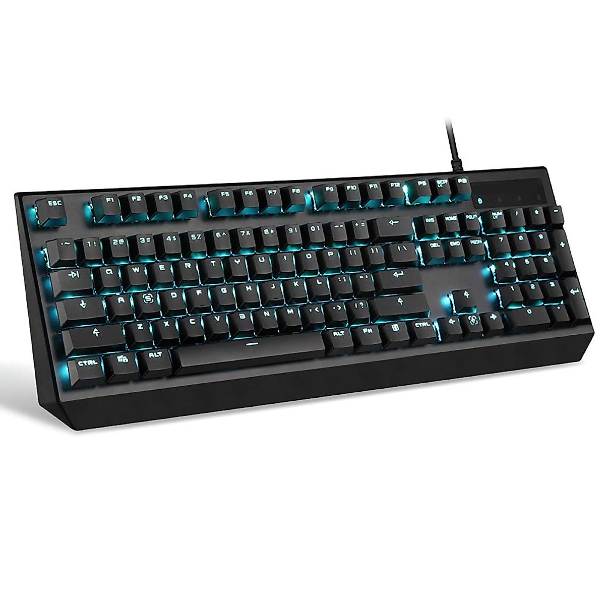 Teerwere Gaming Keyboard Mechanical Keyboard, 104 Key Outemu Switch Ice Blue Backlit Mechanical Gaming Keyboard USB Wired Mechanical Gaming Keyboard (Color : Photo Color, Size : One Size)