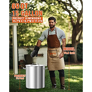PYY Seafood Boil Pot - 60qt Turkey Fryer with Basket & Lid, Stainless Steel Crab Lobster Crayfish Shrimp Stock Pot Boiler Deep, Fried Cooker for Commercial Outdoors or Gatherings, 21.7 * 17.3"