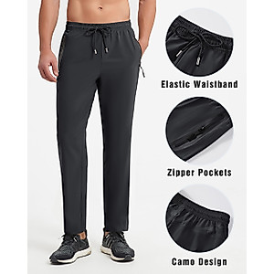 BIYLACLESEN Sweatpants for Men Joggers with Pockets Track Athletic Workout Pants Lightweight Quick Dry Fit Pants Waterproof Hiking Pants Black 34