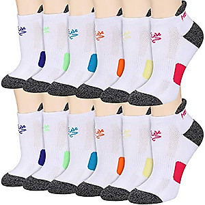 Heatuff Women's 12 Pairs Performance Athletic Ankle Socks Low Cut Cushioned Sock with Heel Tab