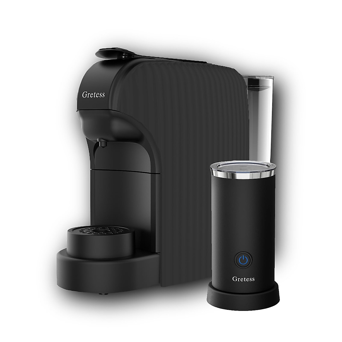 Milk Frother, Electric Milk frother and Steamer for Frothing and Heating Milk, 4 IN 1 Multifunction Milk Frother for Hot & Cold Froth, Auto-off & Easy Cleaning, Gretess, Black, JC-A1B