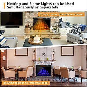 COSTWAY Electric Fireplace Insert 28-Inch Wide, 900/1350W Recessed and Freestanding Heater with Remote Control, 3 Flame Colors, 4 Brightness, Adjustable Temperature, Electric Fireplace for Indoor Use