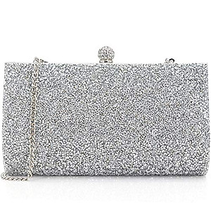 MagicLove Bling Evening Bag for Women Rhinestone Crystal Clutch Purse Silver
