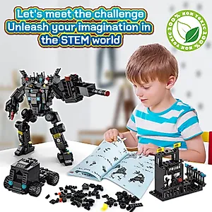 HISTOYE 35-in-1 832 PCS STEM Robot Building Kit for Kids 8-12 Erector Sets for Boys Age 8-12 Engineering Building Blocks STEM Projects Toys for 6 7 8 9 10 11 12+ Year Old Boys Girls