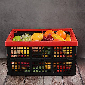 Ramddy 34 Quart Collapsible Storage Crate, Plastic Folding Basket Container Bins, 4 Pack