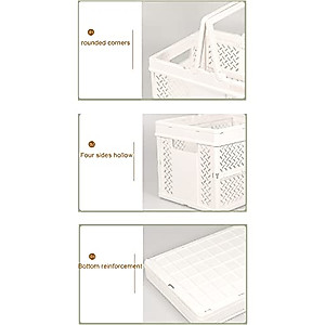 [2-Pack] Plastic Baskets for Shelf Storage Organizing, Durable and Reliable Portable Folding Storage Crate, Ideal for Home Kitchen Classroom and Office Organization, Bathroom Storage