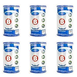 Intex Corp Type B Pool Filter Cartridge (6pk) - 59905 Filters Value Pack- for Use with Pumps: 56633, 56634, 56621, 56622, 56611, 56612